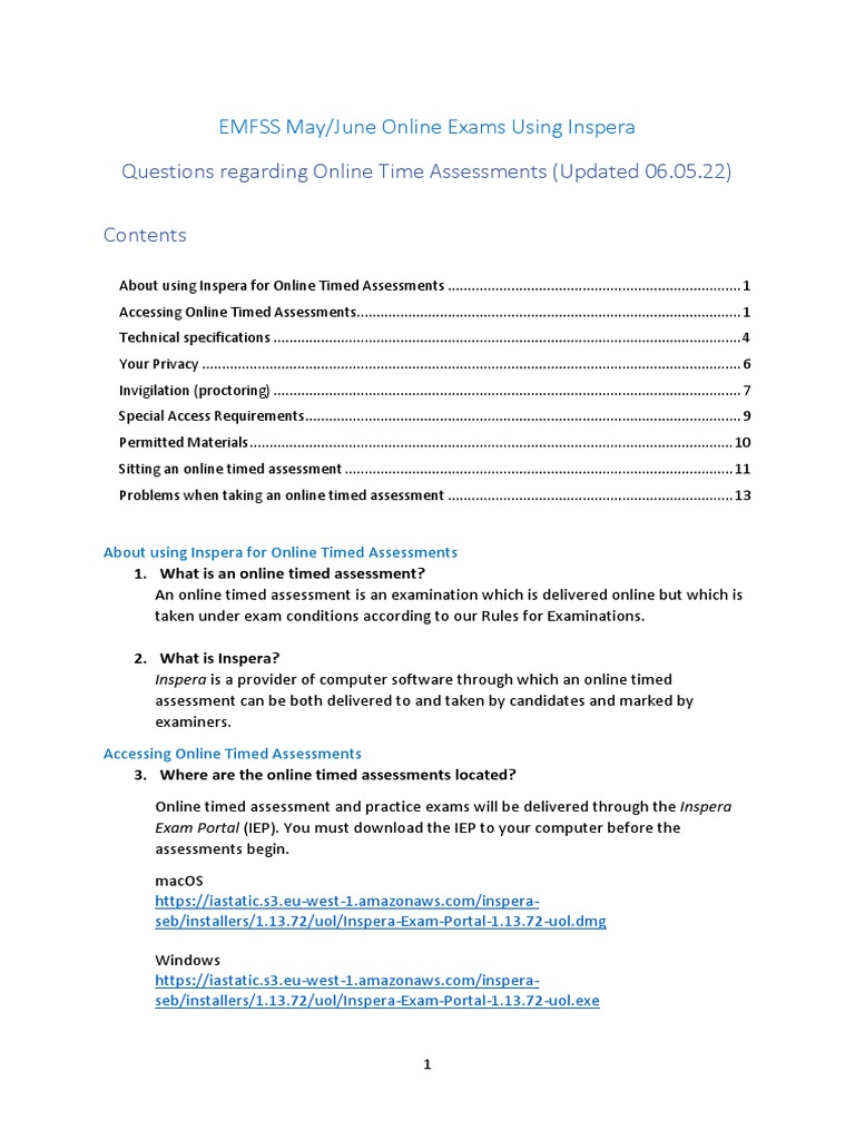 Inspera Online Exams 2022 - EMFSS - FAQs - v1.1 - May22 | PDF | Operating System | Information ...