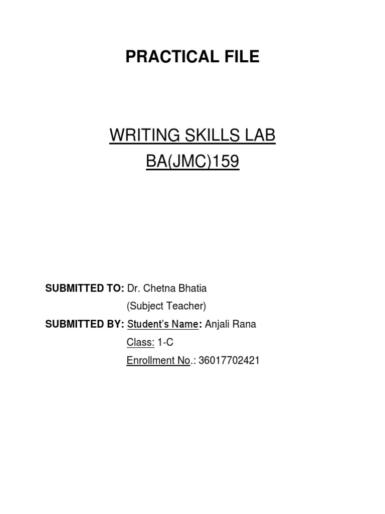 Writing Skills Practical File | PDF
