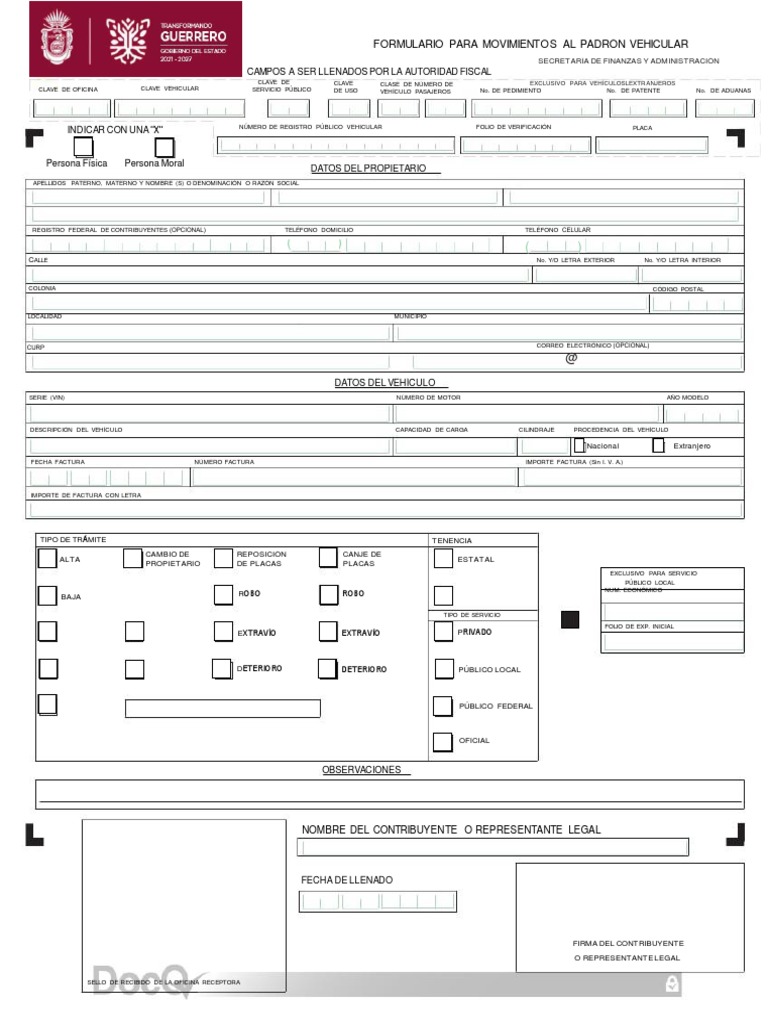 Formato de Baja Guerrero PDF | PDF