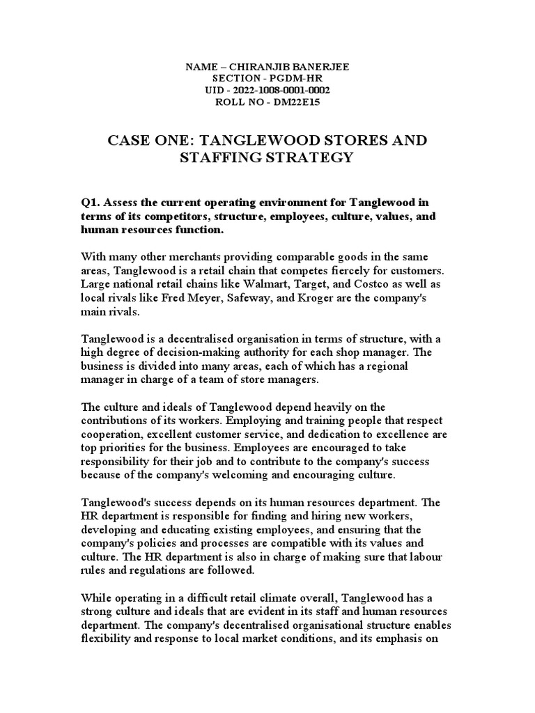 Tanglewood Case Study Solved PDF | PDF | Human Resources | Employment