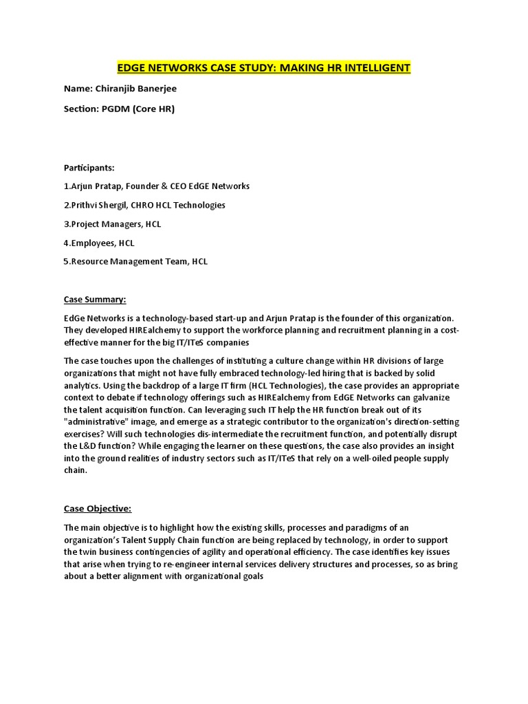 Edge Networks Case Study (Solved) | PDF | Recruitment | Analytics