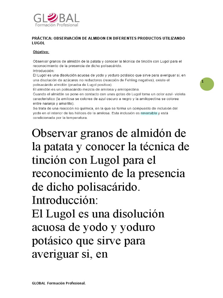 Práctica Lugol | PDF
