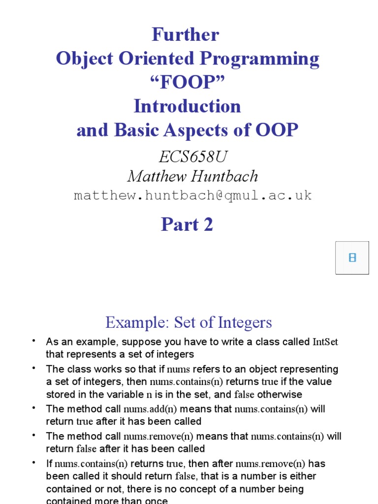 Ecs658 U01 Introduction Part 2 Pdf Method Computer Programming Integer Computer Science