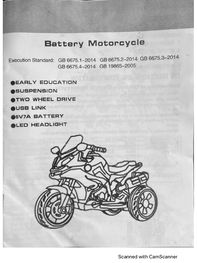 Manual de Moto Eléctrico Con Control para Niños | PDF