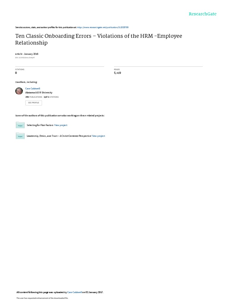 Ten Classic Onboarding Errors PDF | PDF | Human Resource Management | Human Resources