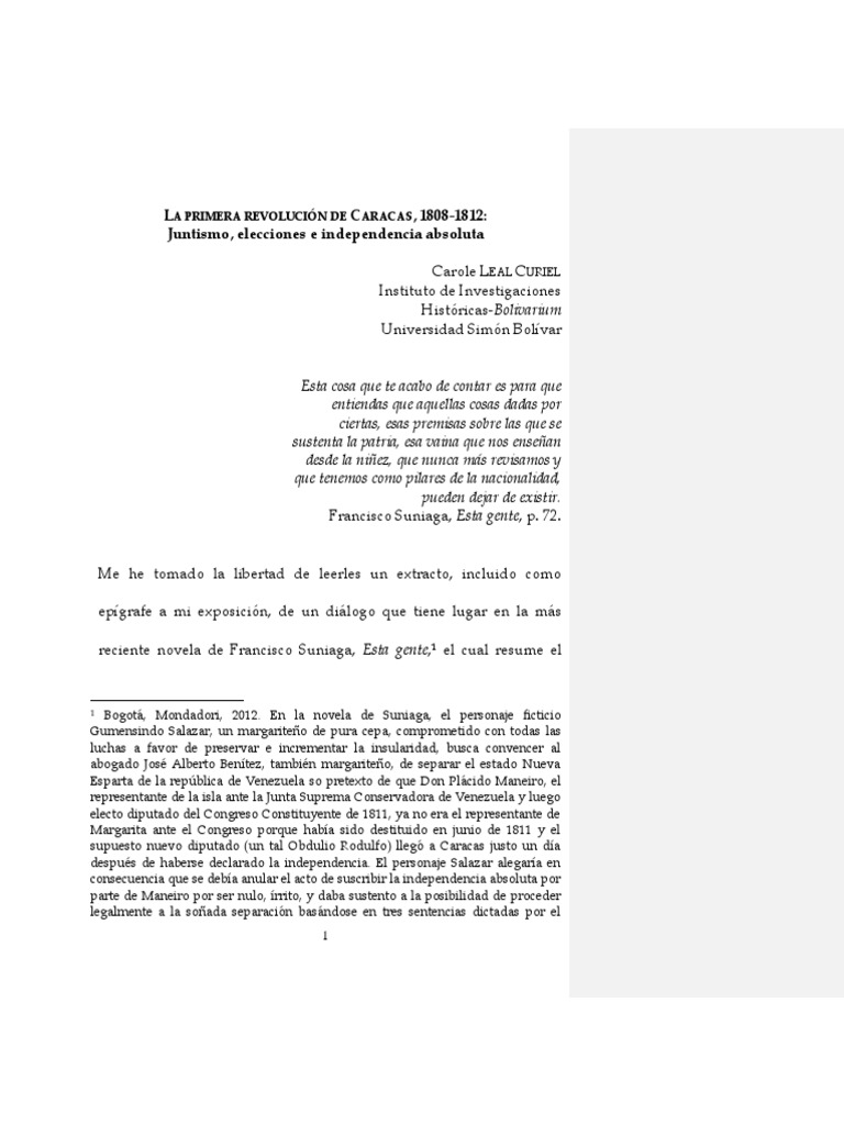 Leal Curiel, Carol - La Primera Revolución de Caracas... | PDF | España ...