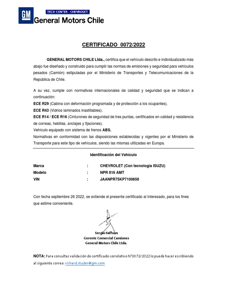 Certificado Cabina Abs | PDF | Negocios