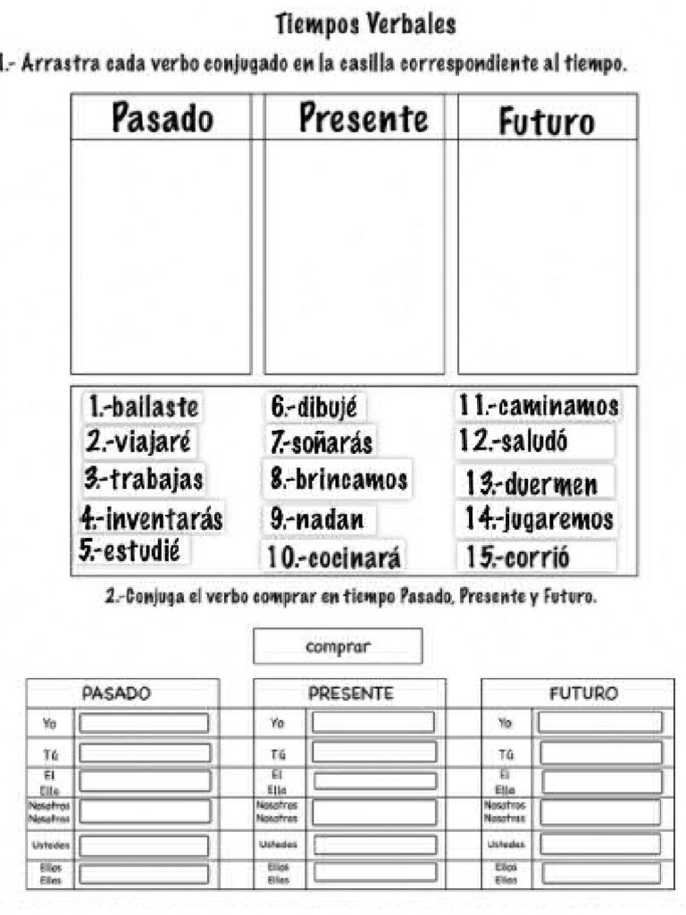 Actividad Verbos Paso-Presente y Futuro | PDF