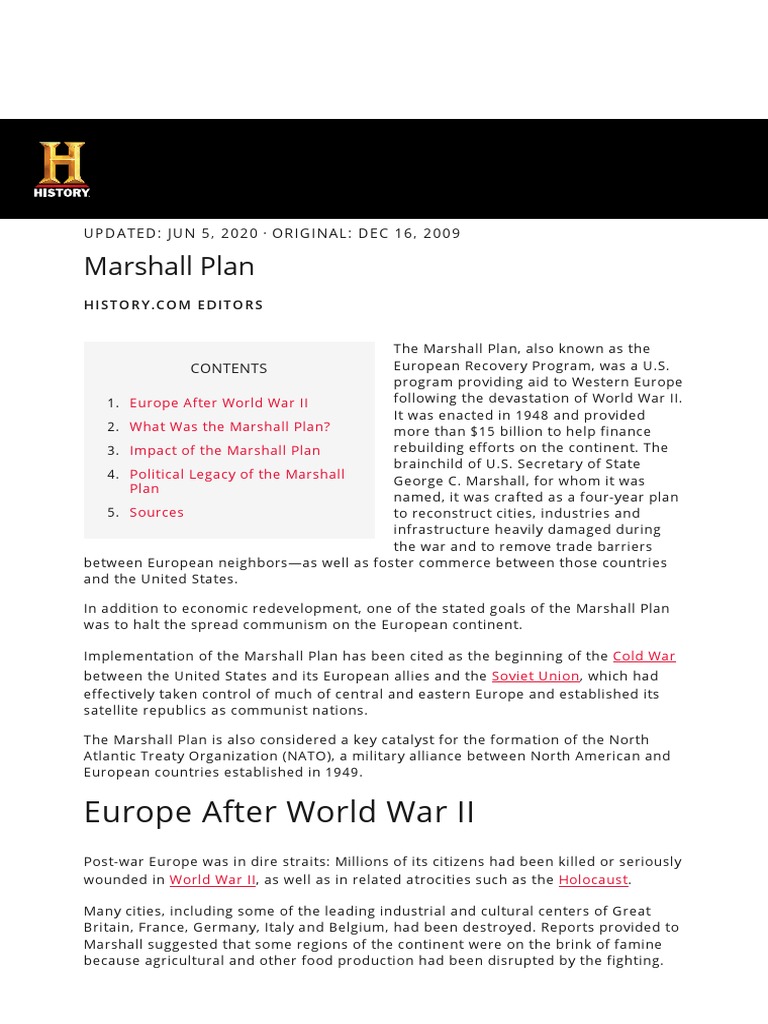 Marshall Plan - HISTORY | Download Free PDF | Marshall Plan | Europe