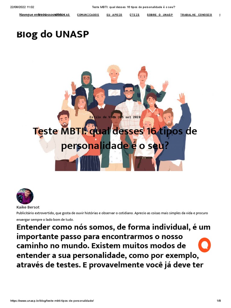 Descubra seu tipo de personalidade MBTI | PDF | Tipo de personalidade ...