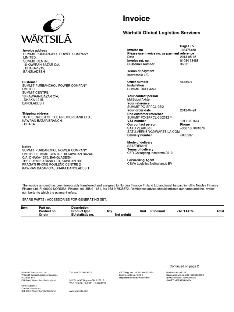 Commercial Invoice - 108478488 | PDF | Value Added Tax | Invoice