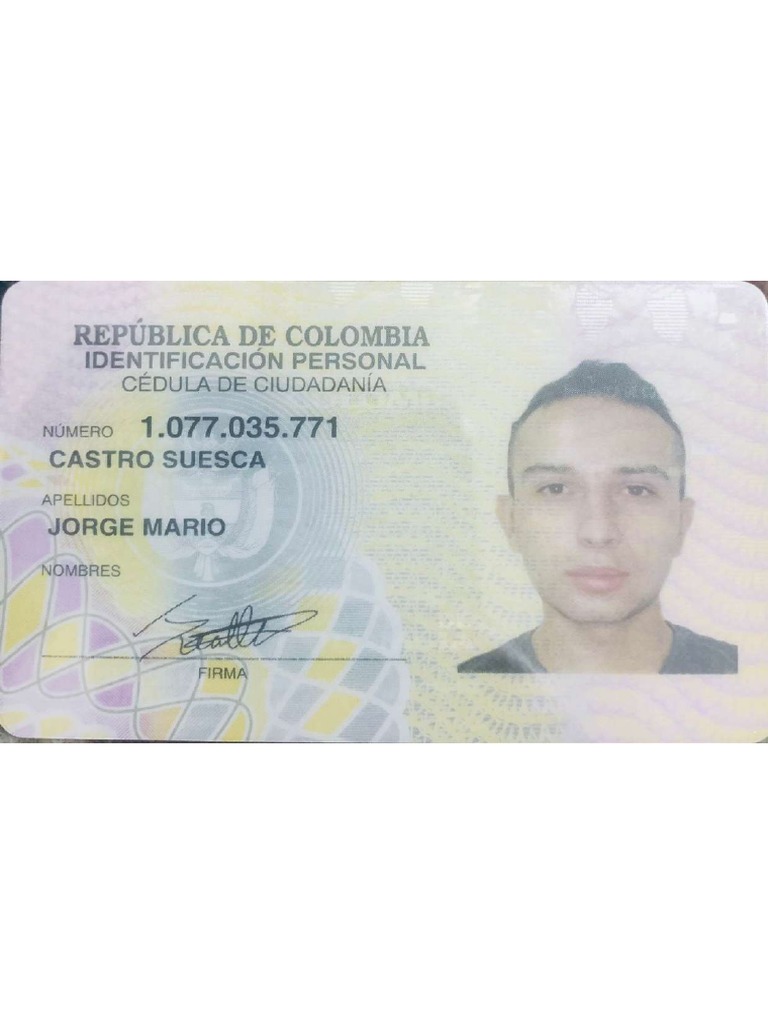 Cédula Ciudadania Jorge Mario Castro PDF | PDF