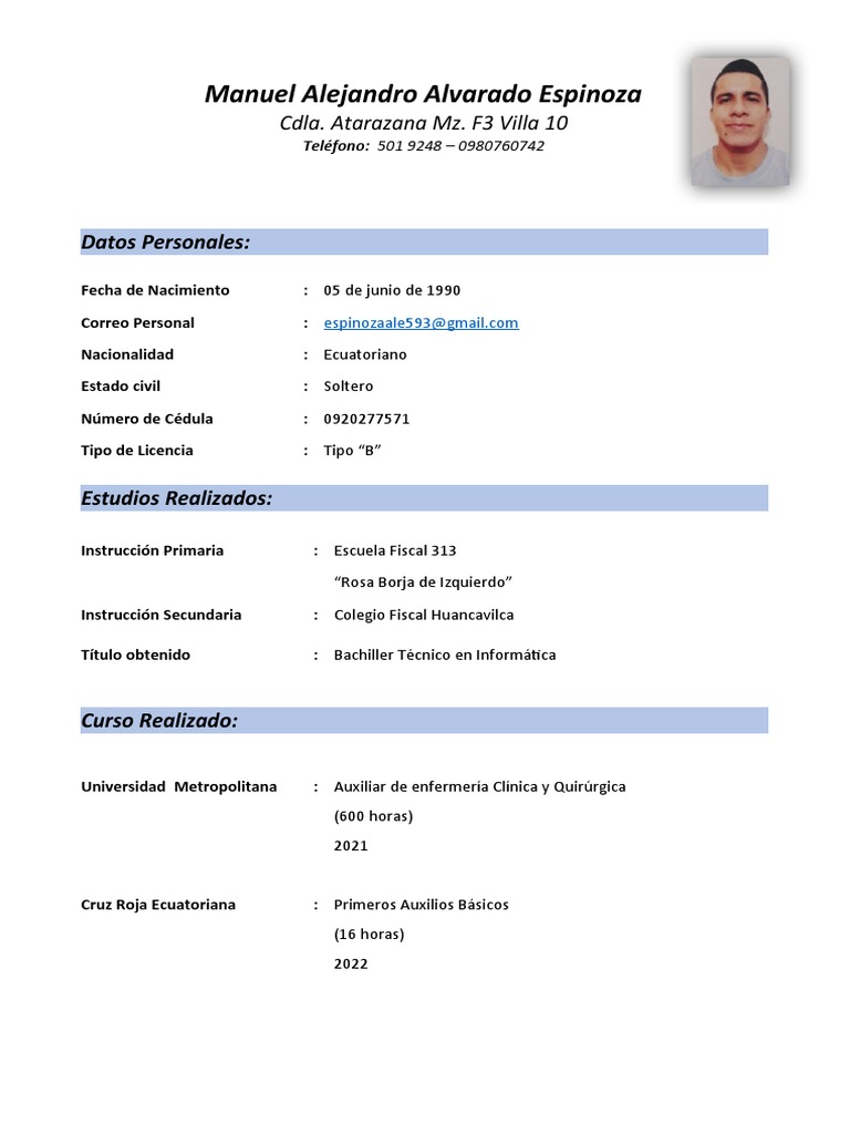 Manuel Alejandro Alvarado Espinoza | PDF