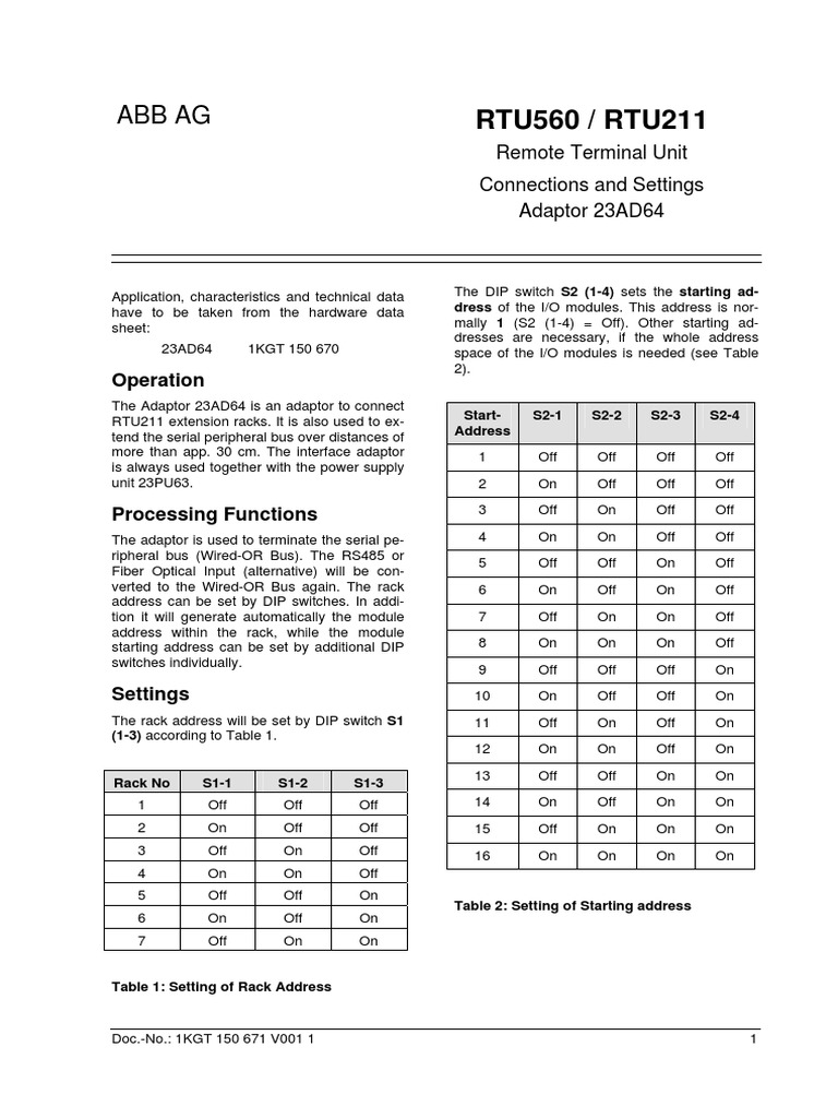 Abb Ag: RTU560 / RTU211 | PDF | Input/Output | Electricity Abb Ag: RTU560 / RTU211 | PDF | Input/Output | Electricity