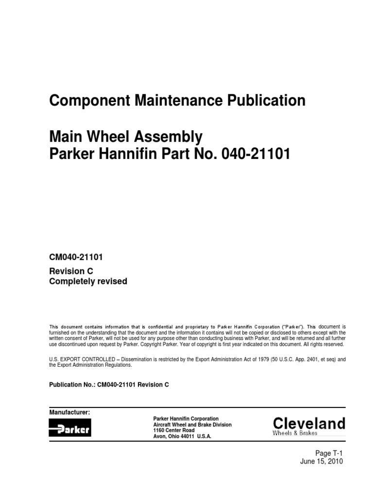 Parker - CMM - CM040-21101 - Main Wheel Assembly - RevC | PDF | Tire | Leak