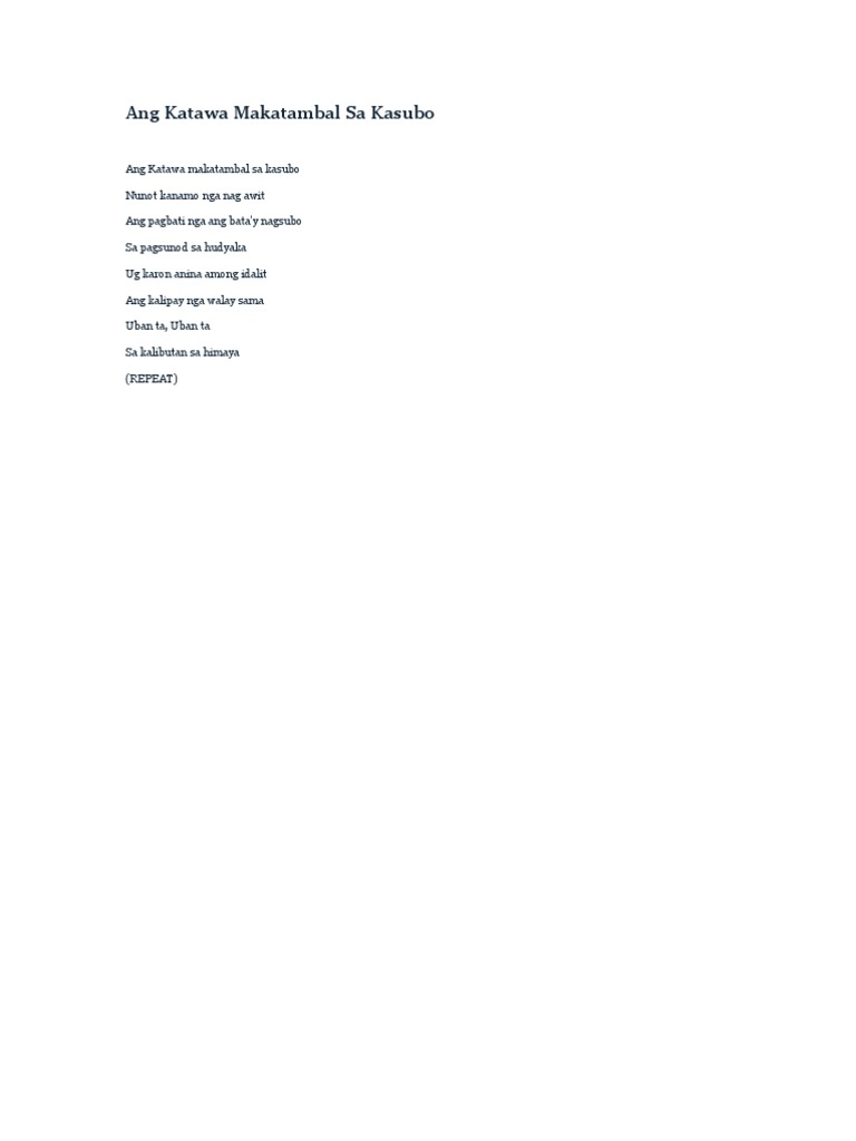 Ang Katawa Makatambal Sa Kasubo | PDF
