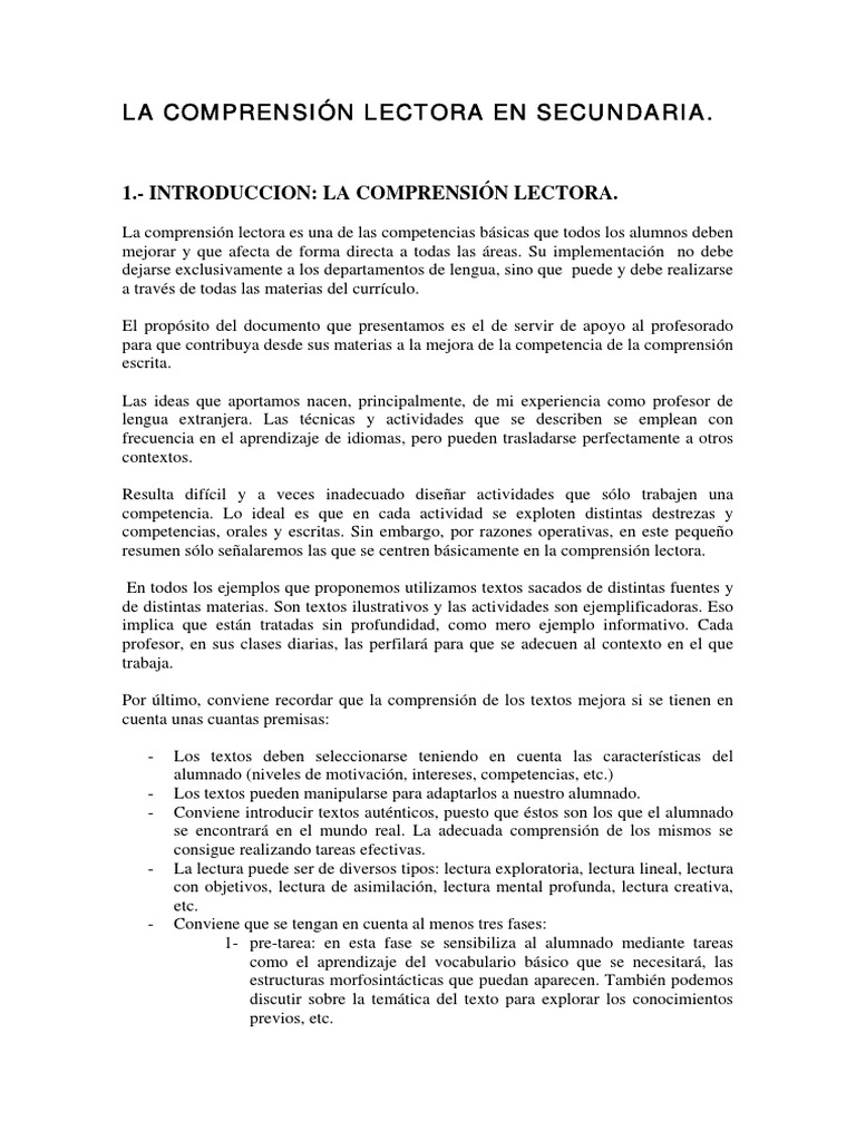 Comprension Lectora | PDF | Estudios de idiomas extranjeros