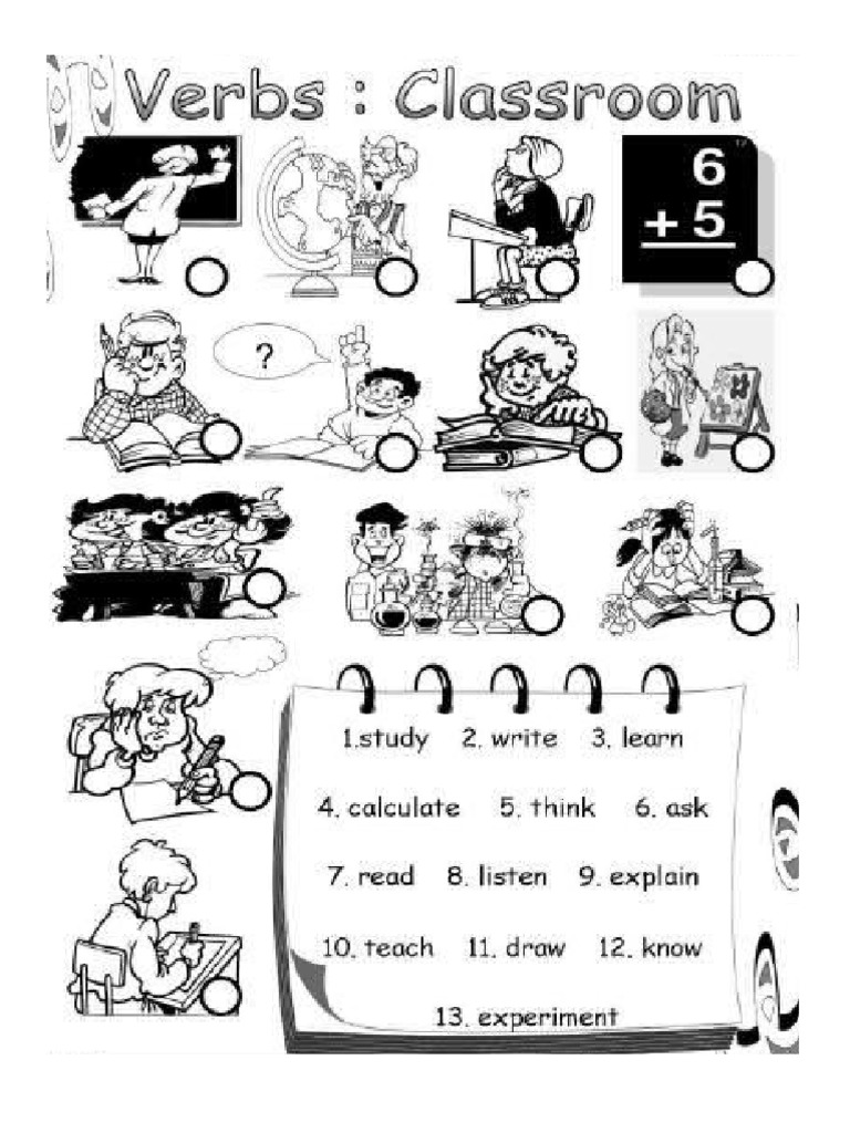 3ero Básico Action Verbs - Classroom Verbs Clase 1 | PDF