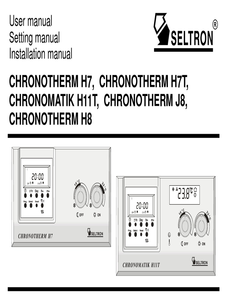 Chronotherm h7, h7t, h11t, j8, h8 - Seltron Controllers | PDF | Thermostat | Switch