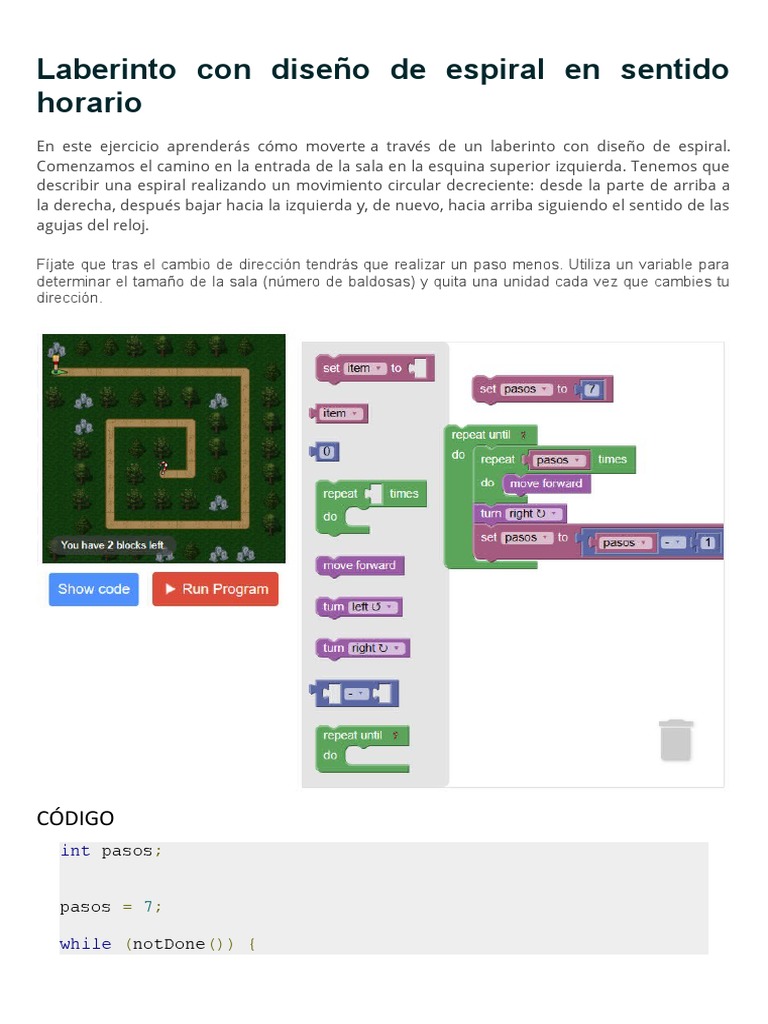 Laberinto Con Diseño de Espiral | PDF | Programación de computadoras | Informática