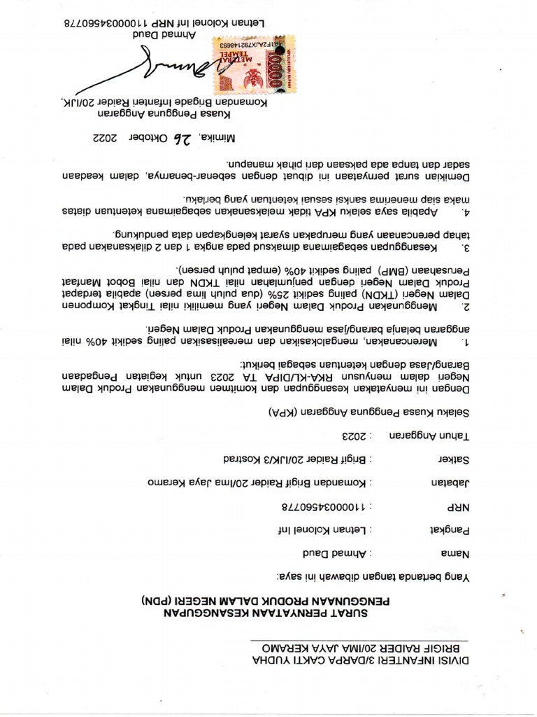 Surat Pernyataan PDN 2023 PDF | PDF