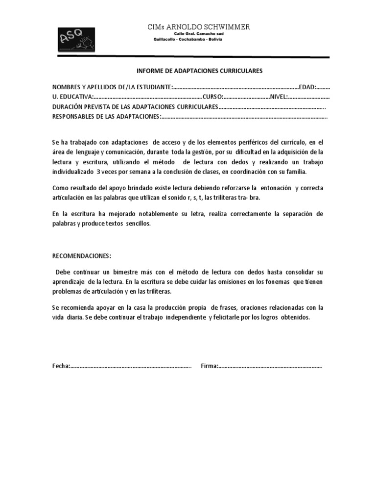 Ejemplo Informe de Aprendizaje | PDF