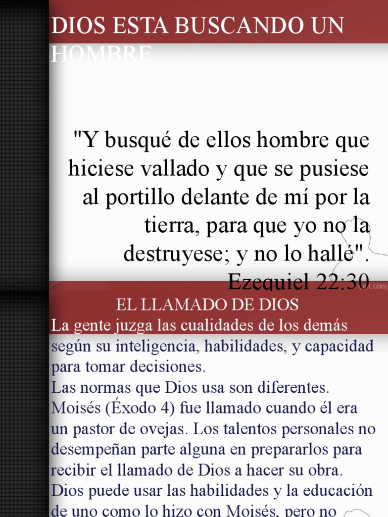 Presentación Dios Esta Buscando Un Hombre | PDF | Moisés | Dios