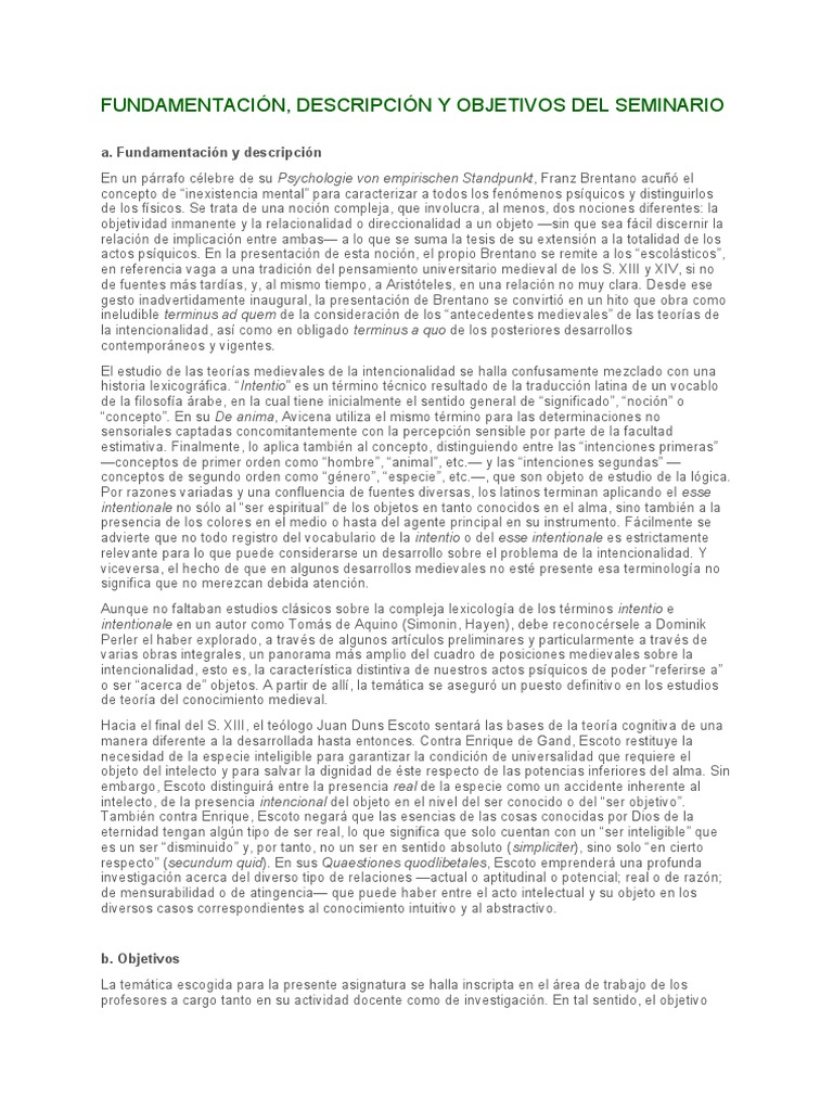Fundamentación, Descripción y Objetivos Del Seminario | PDF | Teorías ...