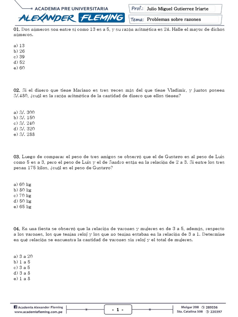 Pi PROBLEMAS SOBRE RAZONES | PDF
