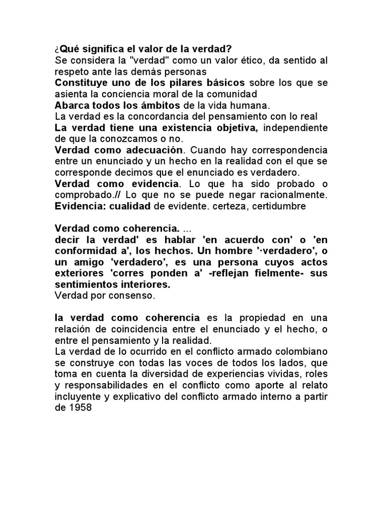 Qué significa el valor de la verdad | PDF