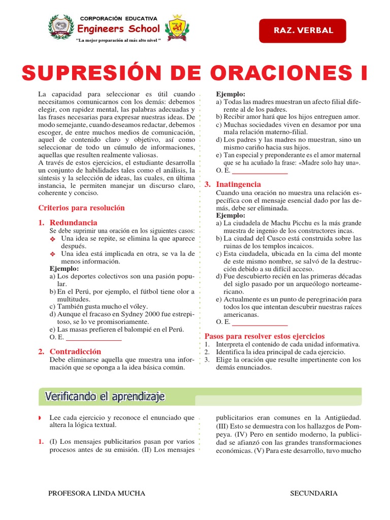 Supresión-de-Oraciones I-4° y 5°sec | PDF | Amor