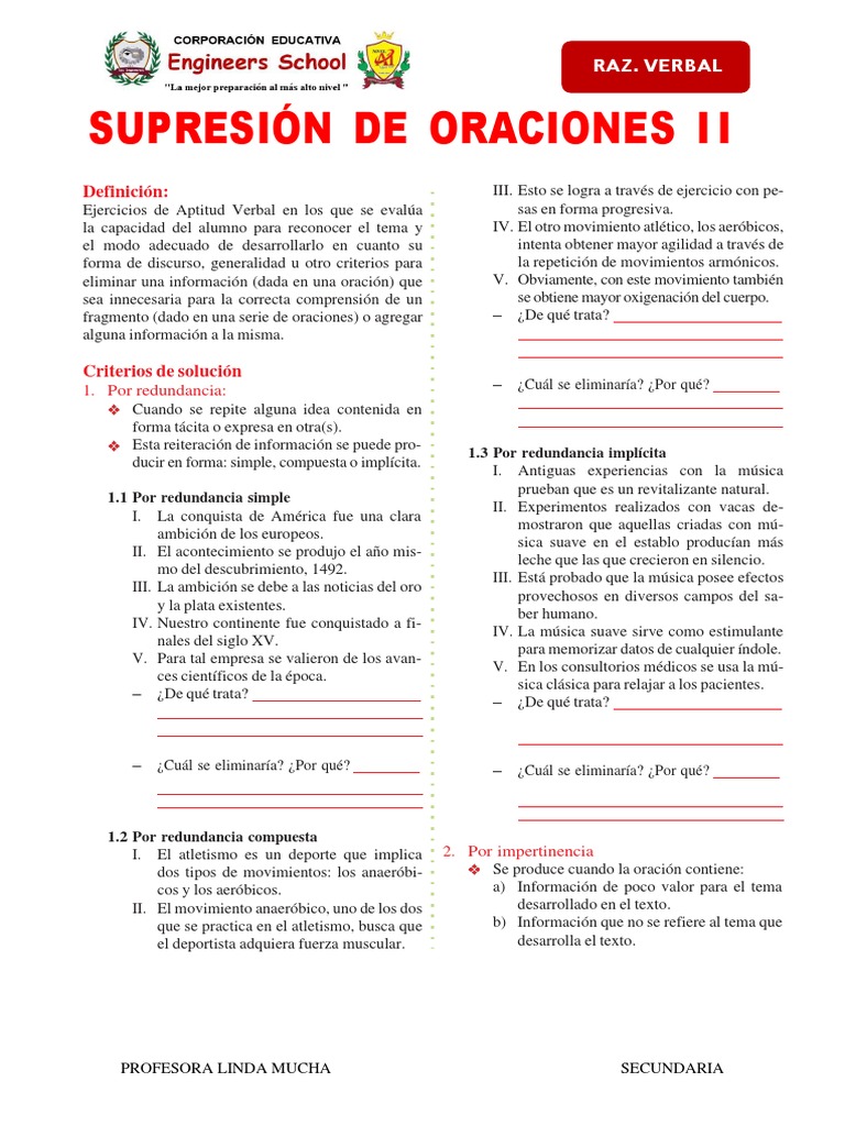 Supresión-de-Oraciones II-4°y5°sec | PDF | Sicología | Máscara