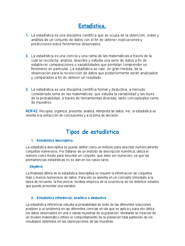 Estadística | PDF | Estadísticas | Estadísticas descriptivas
