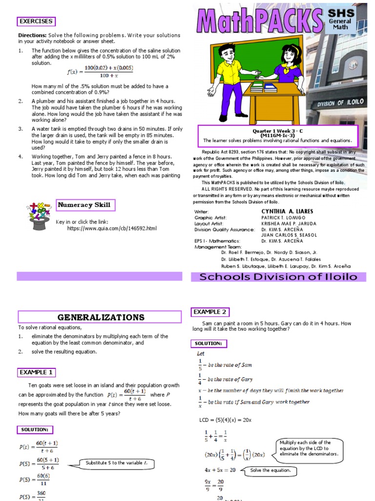 Math11 - GenMath - Q1Wk3-C Final-1 PDF | PDF | Equations | Mathematics