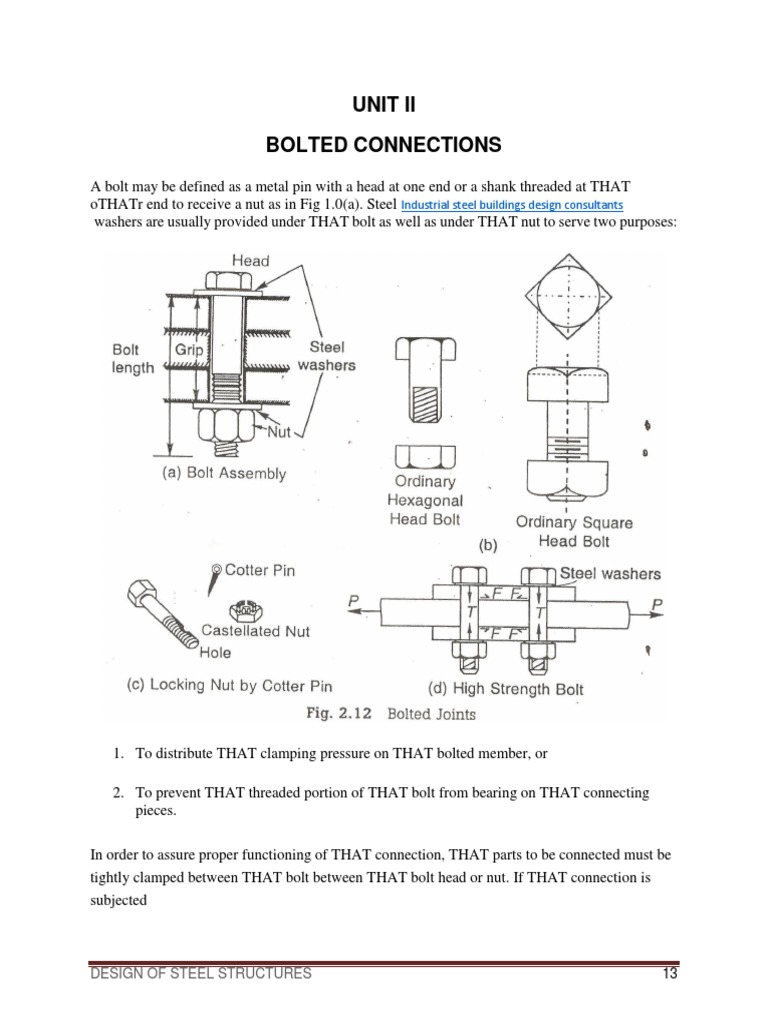 Bolted Connections For Steel Structures | PDF | Screw | Strength Of ...