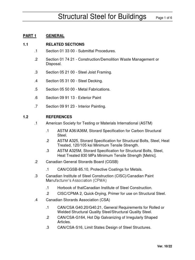 Structural Steel Specifications for Buildings | PDF | Structural Steel ...