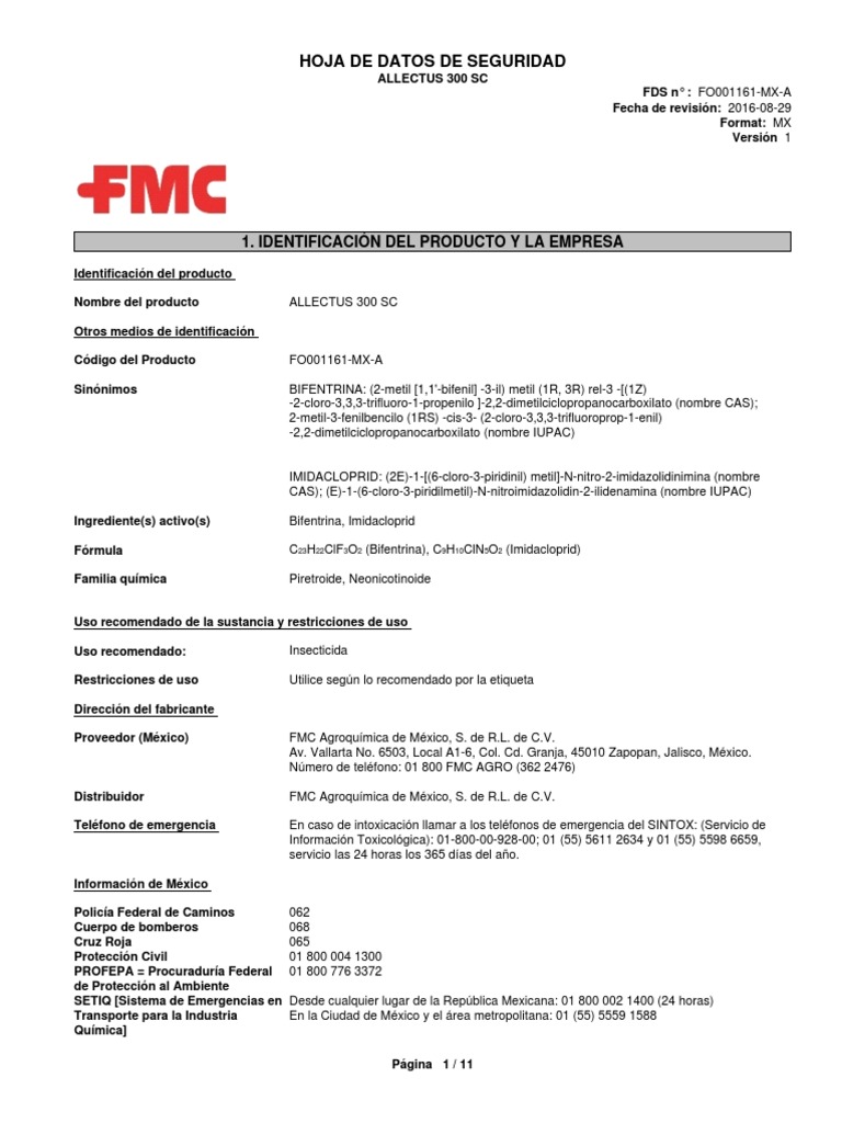 Allectus 300 SC Hoja de Seguridad | PDF | Agua | Toxicología