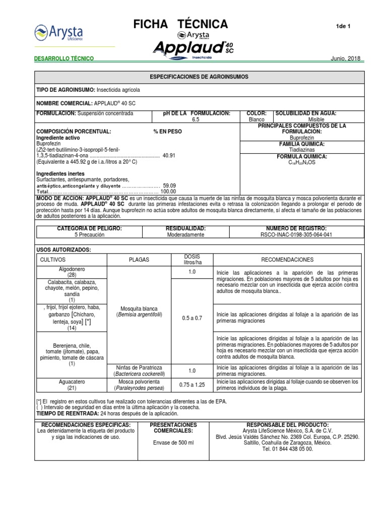 Applaud Ficha Técnica | PDF | Agricultura | Cultivos