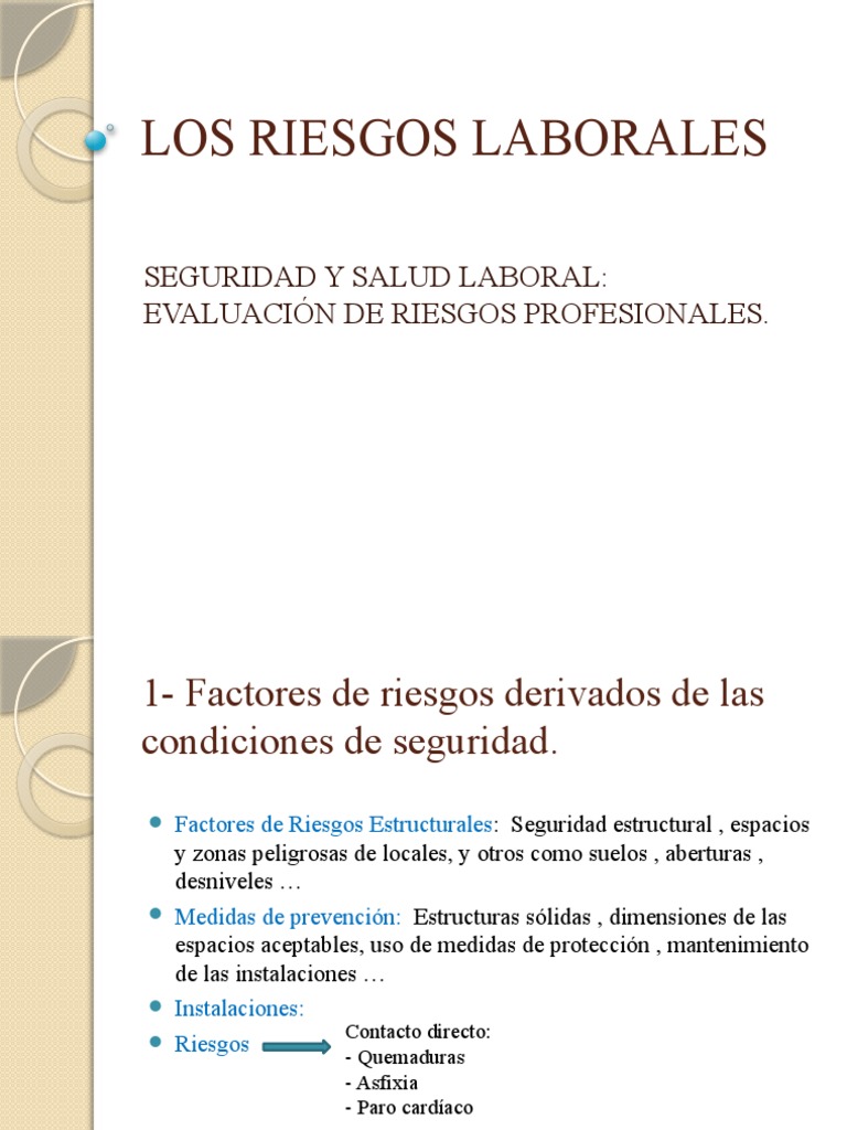 Los Riesgos Laborales | PDF | Seguridad y salud ocupacional | Medicina CLINICA