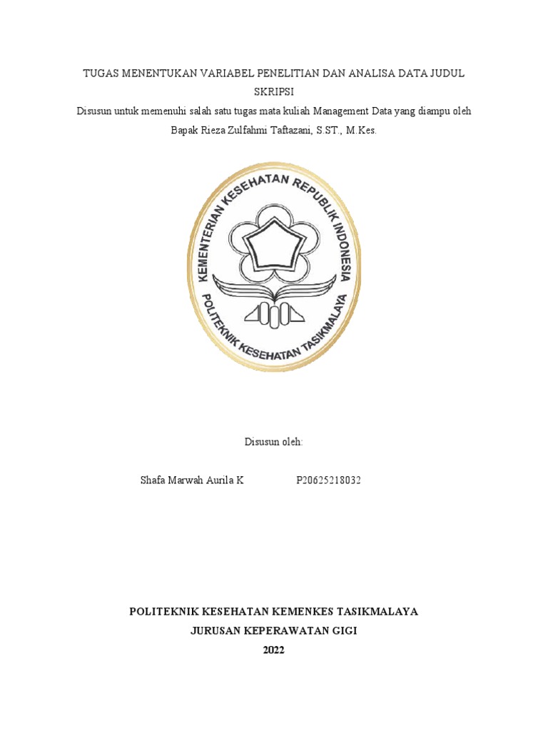 Tugas Menentukan Variabel Penelitian Dan Analisa Data Judul Skripsi | PDF