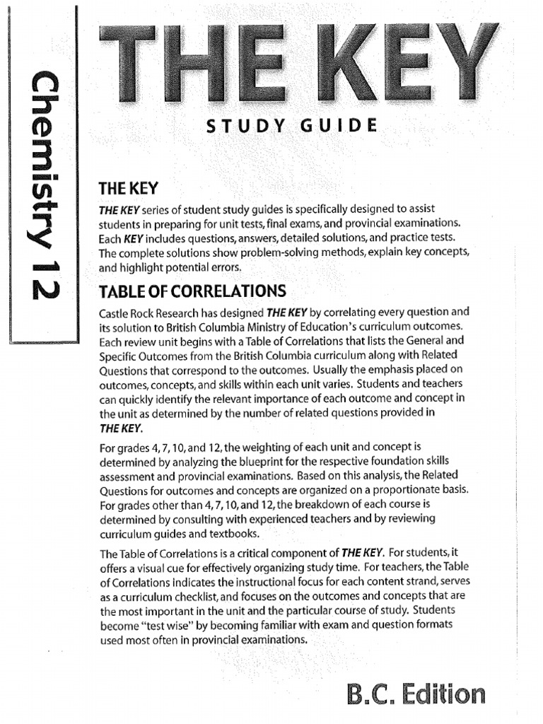 Chemistry 12 - The Key Study Guide | PDF