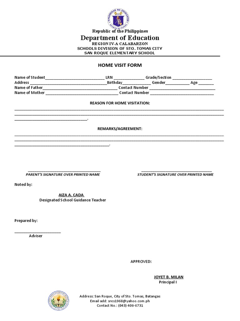 SRES TEMPLATE Home Visit Form MT 4 | PDF