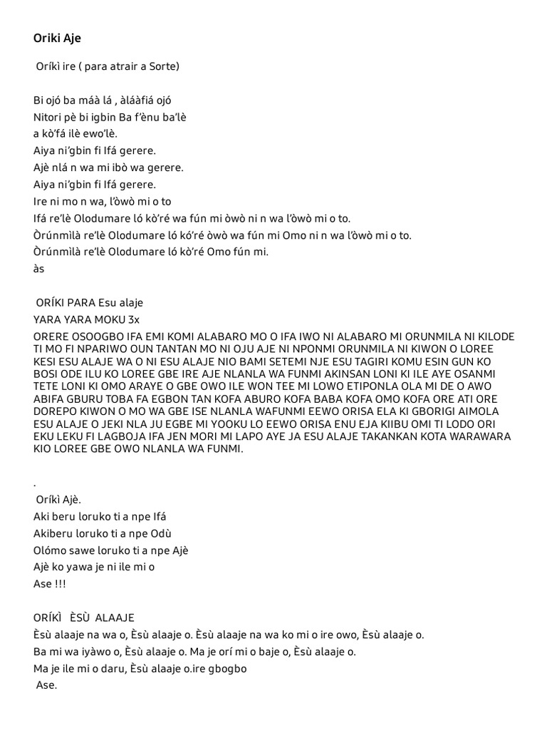 Oriki Aje Saluga | PDF | Adivinación | El esoterismo