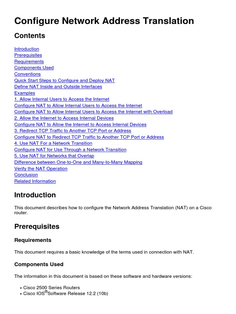 Configure Network Address Translation Pdf Ip Address Computer Network