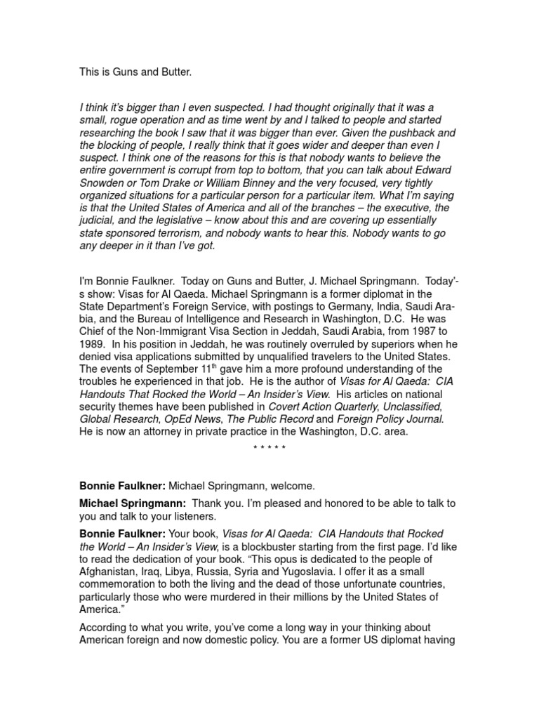 Springmann on U.S. Visa Corruption | PDF | Osama Bin Laden | Mujahideen