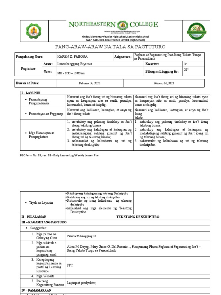TEKSTONG-DESKRIPTIBO | PDF
