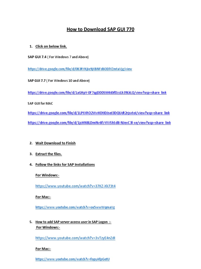 SAP GUI Installation Procedure PDF | PDF
