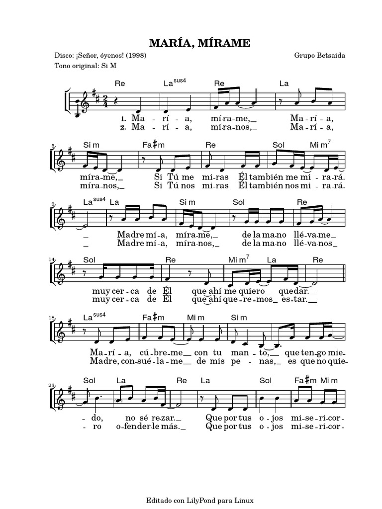 María Mírame RE MAYOR ACORDES | PDF