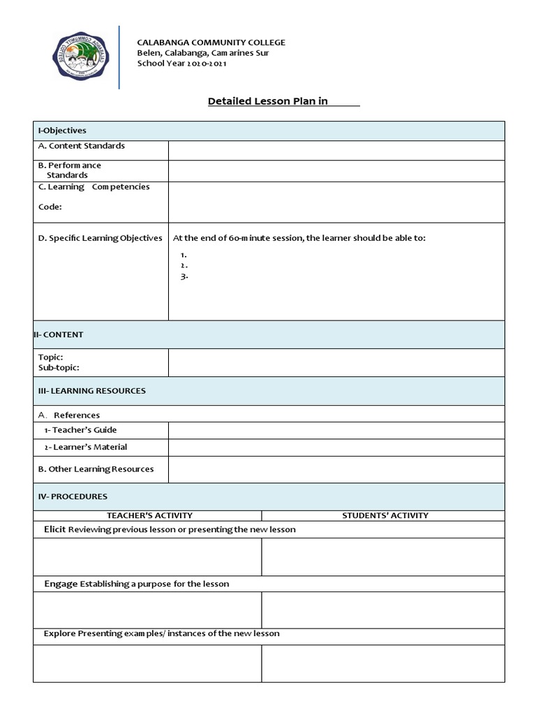 Lesson Plan Format 7es BSED MathScie | PDF