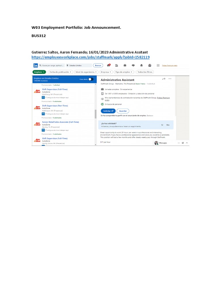 W03 Employment Portfolio | PDF
